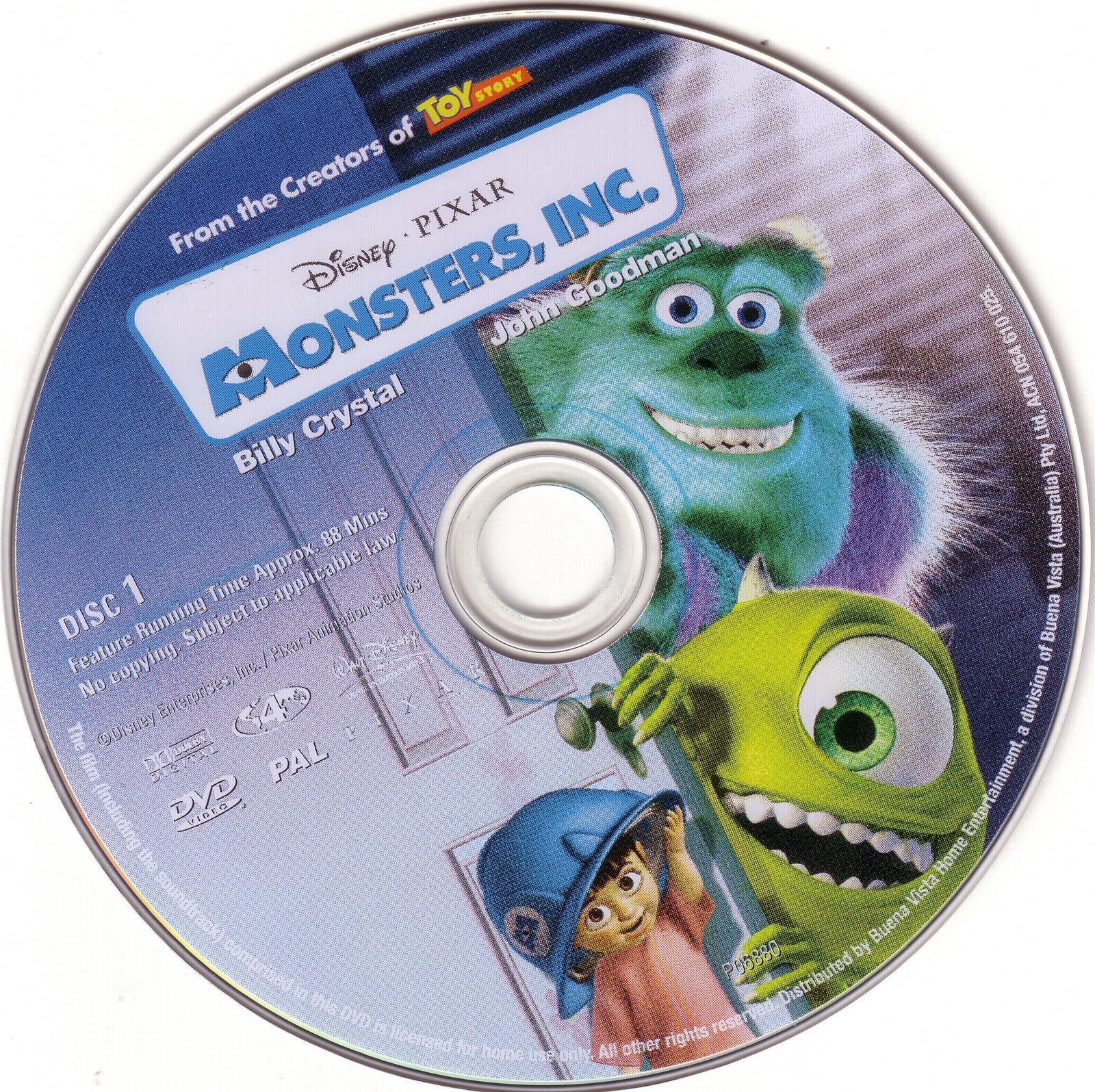 DVD Lables: Monsters , Inc